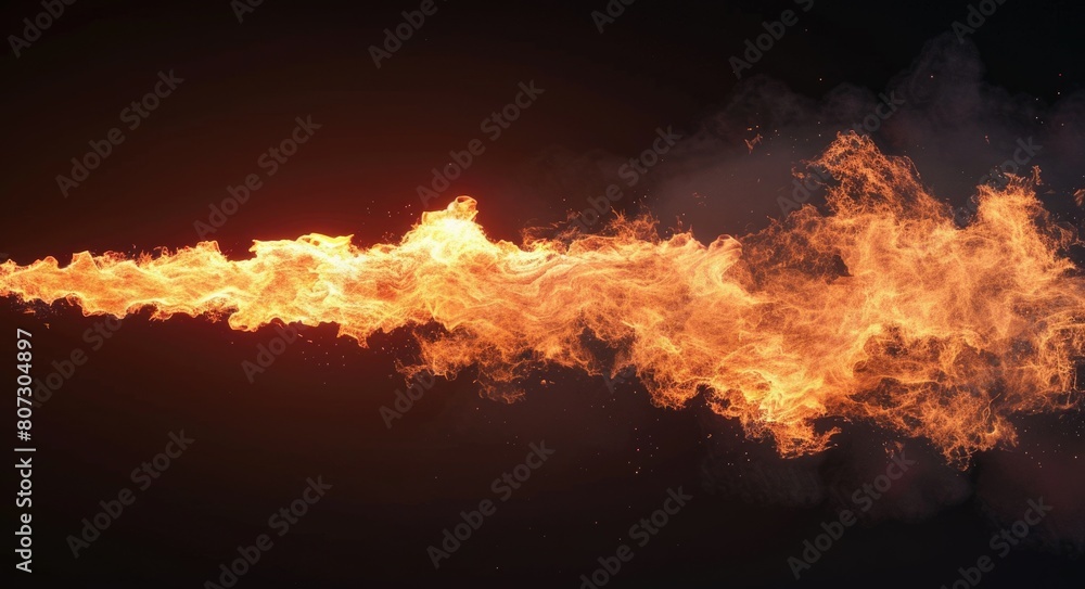 Realistic Flamethrower Animation: Explosive Streams of Black Smoke and ...