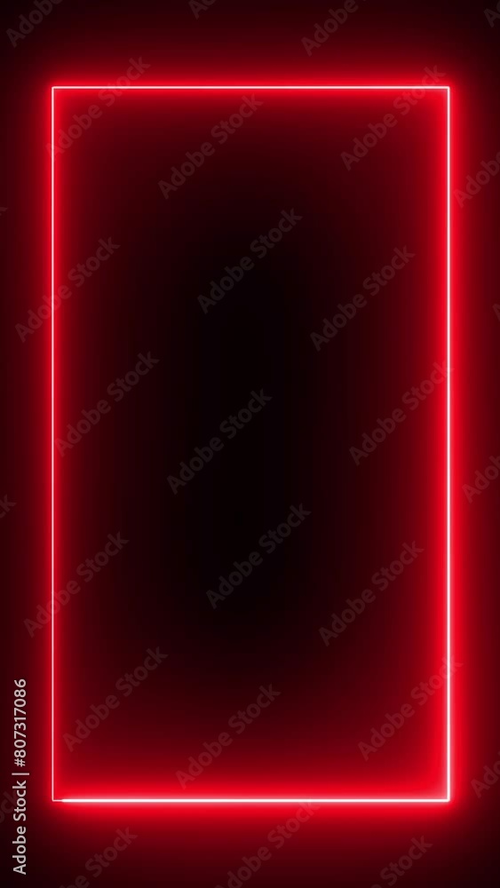 Animated red laser effect. Neon rectangular frame glowing background ...