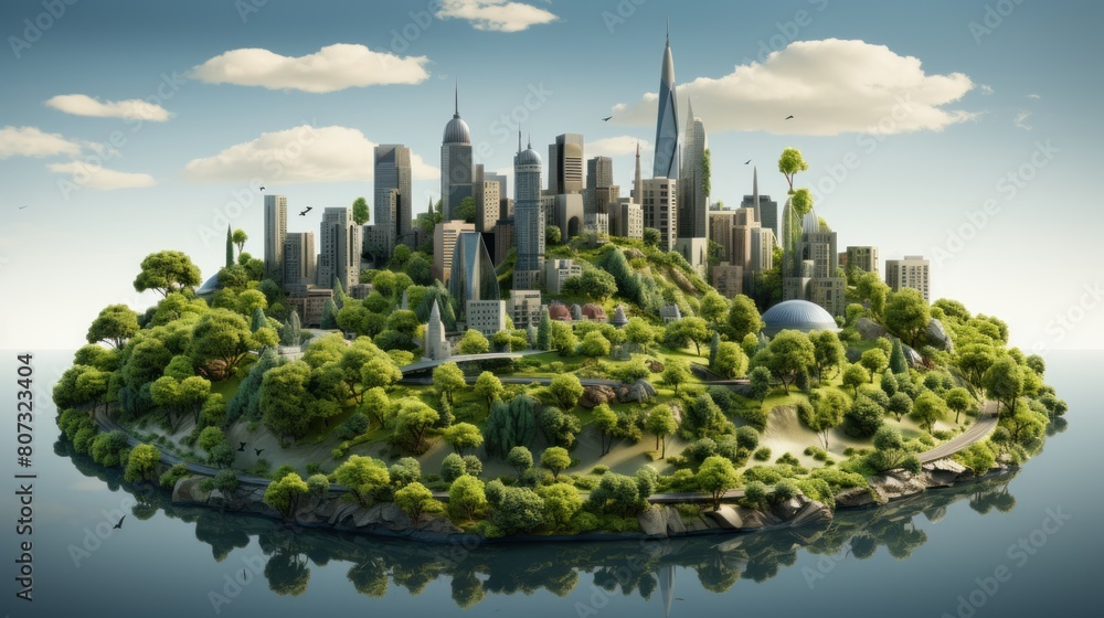 Eco-Friendly Concept Design Featuring a Floating City Island with Lush ...