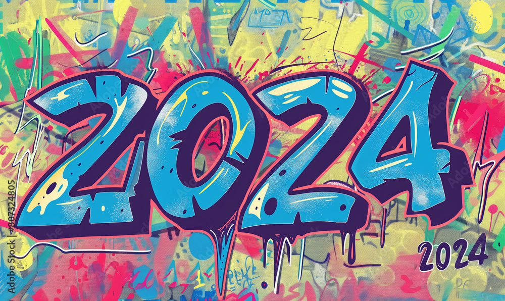 2024 graffiti on a street wall texture Stock Illustration | Adobe Stock