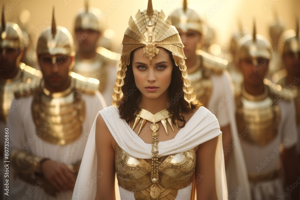 Ancient Egyptian Warrior Queen In Golden Armor Stock Photo Adobe Stock