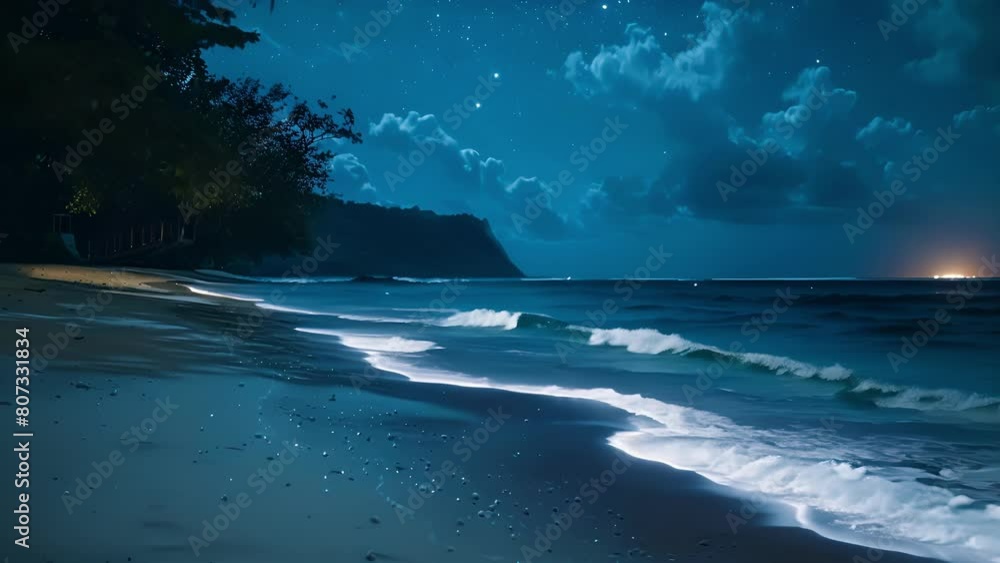 The beach transforms into a fairy tale setting as the bluegreen light ...