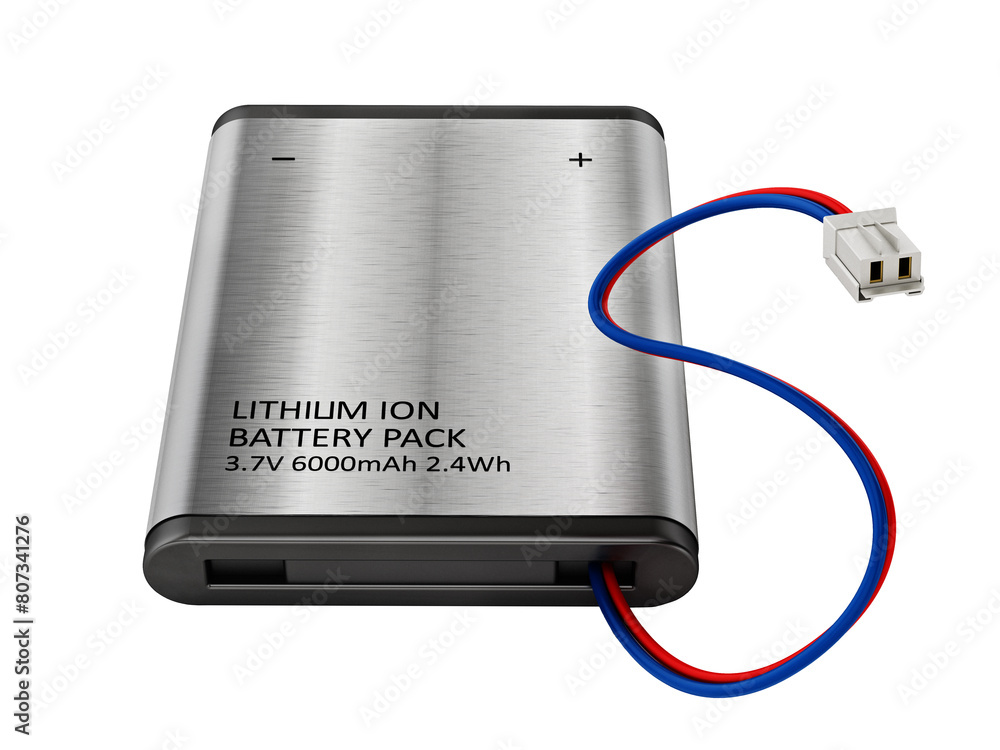 Generic lithium Ion battery with connection cable isolated on ...