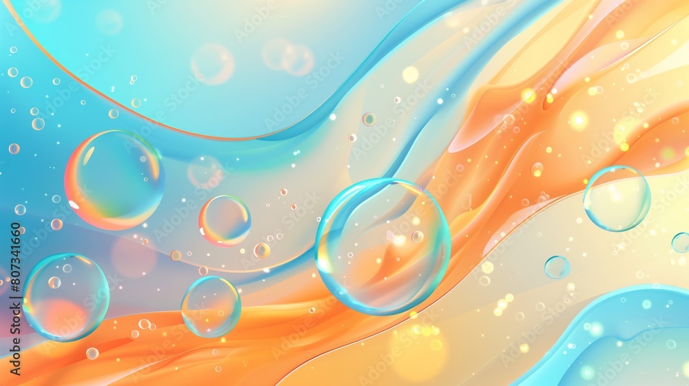 A futuristic vector background with pastel blue and orange soft glow ...
