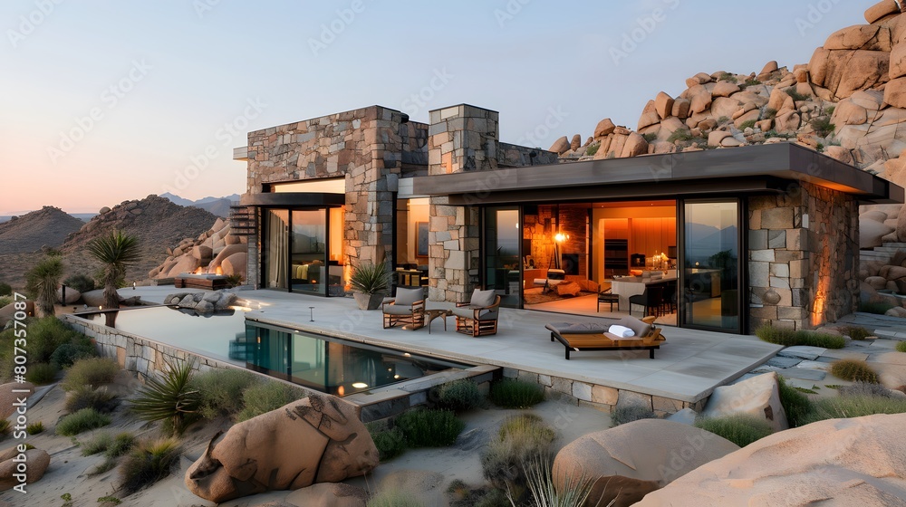 HD wallpaper of a contemporary desert home with seamless indoor-outdoor ...
