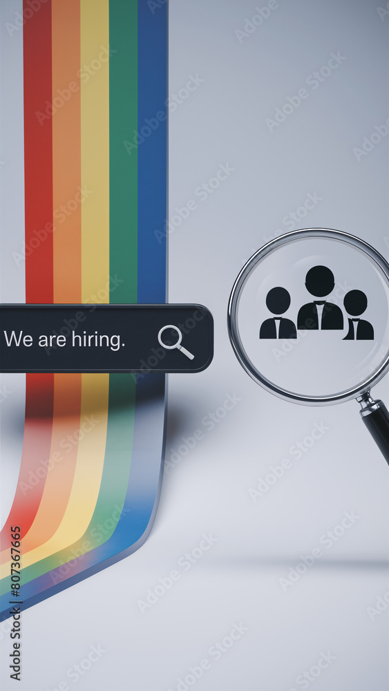Inclusive Hiring Focus: "We are hiring." Search Bar Over a Vibrant ...