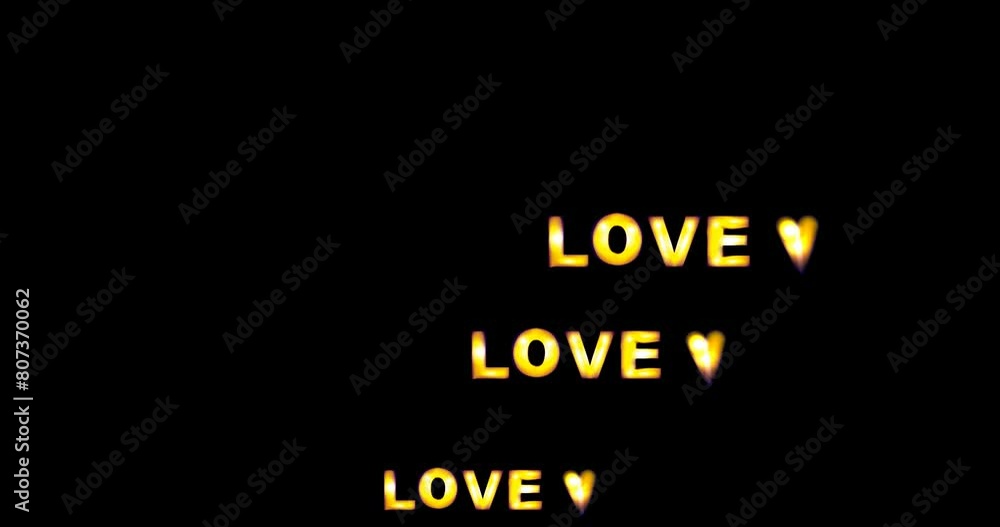 Love text. Glowing and animated text. Declaration of love. Animated ...