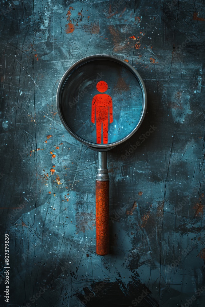 A clean, sparse image of a magnifying glass highlighting one bright ...