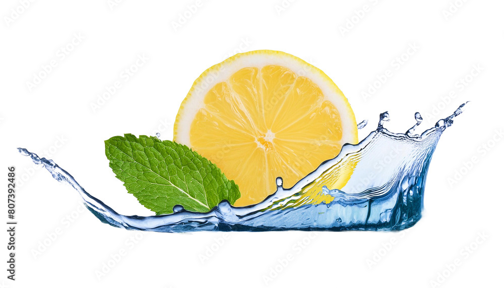 Lemon water splash isolated on a white transparent background, png ...