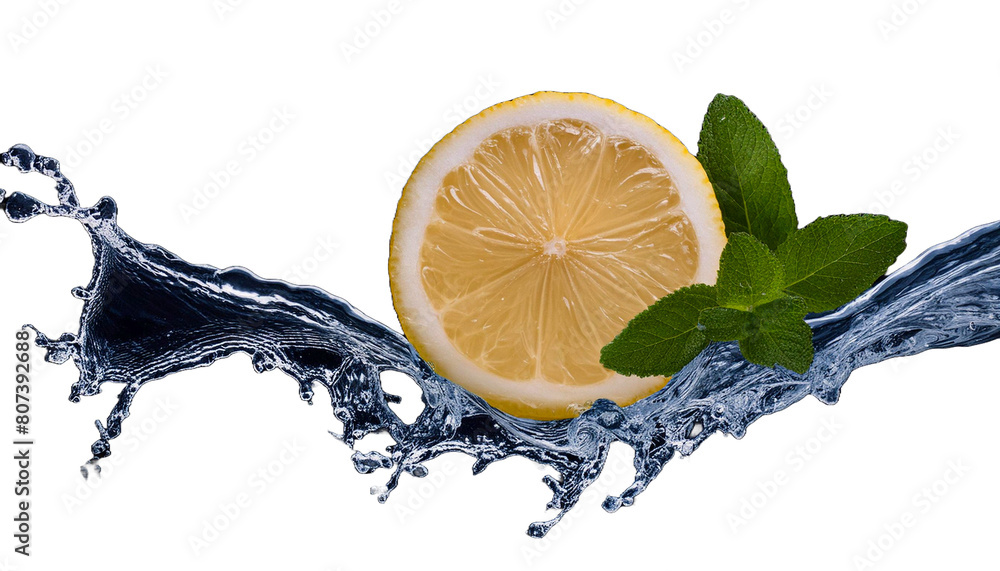 Lemon water splash isolated on a white transparent background, png ...