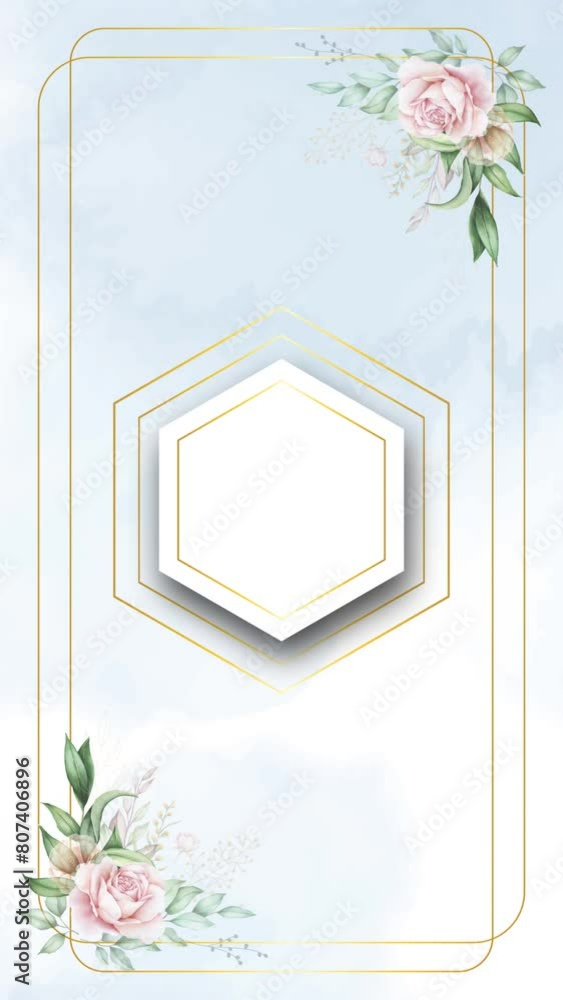 romantic floral frame wedding invitation vertical template green screen ...