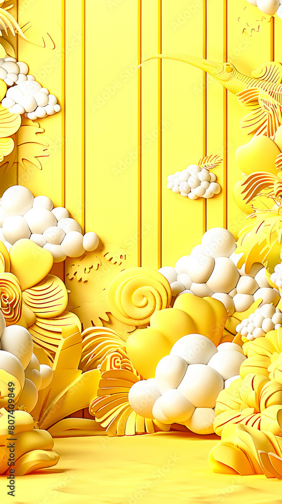 Cartoon yellow 3D background, intro for a game about dinosaurs, Stock ...