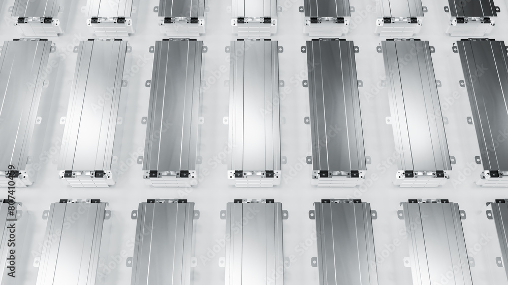 Electric vehicle lithium ion rechargeable battery module inside metal ...