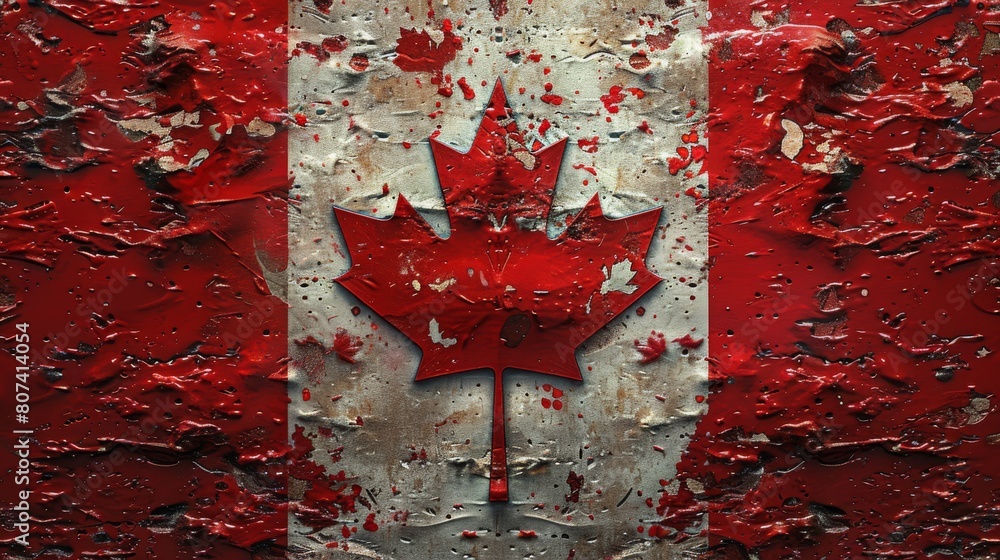 Digitally reimagined Canadian flag blending elements of modern digital ...