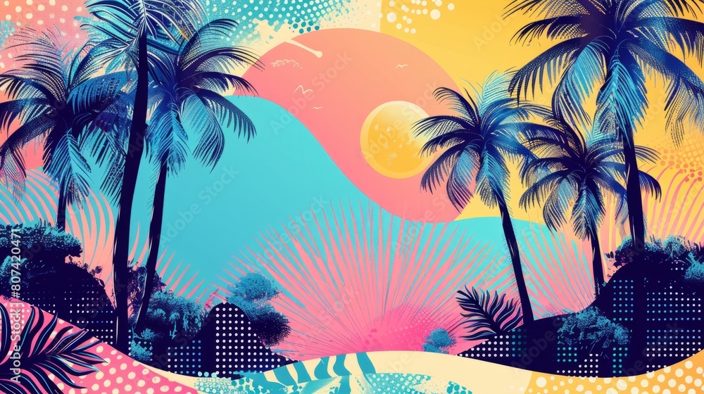 pop art vacation prints, chic pop art tropical backdrop featuring ...