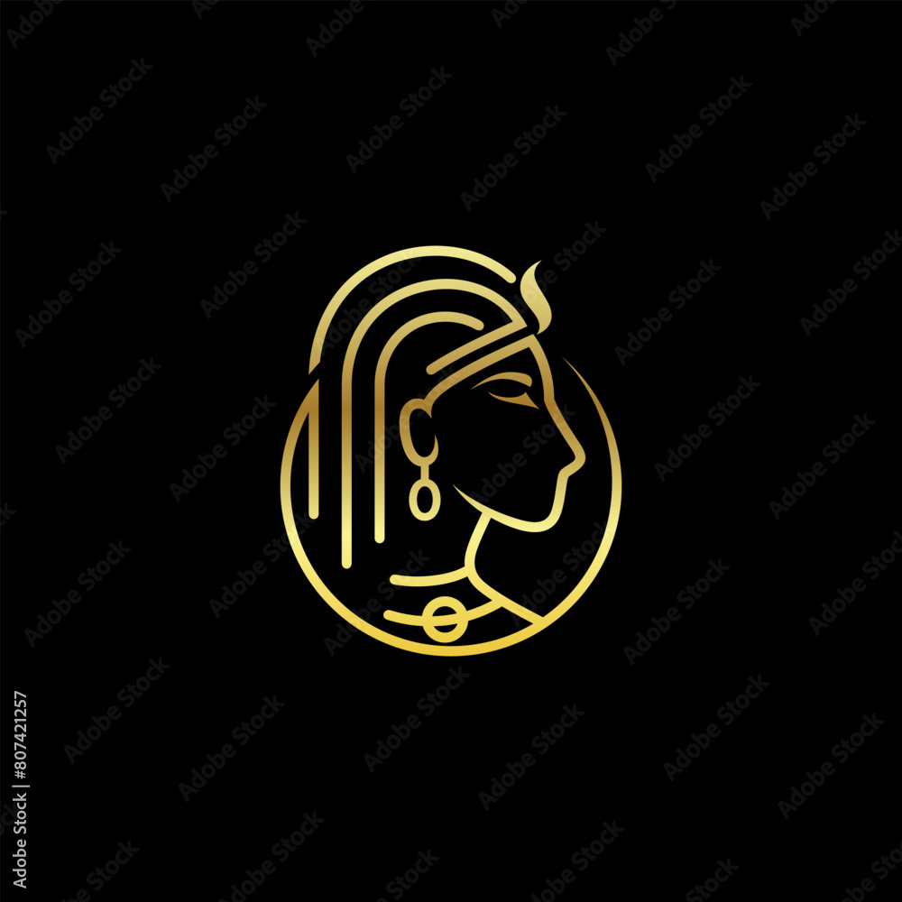 Cleopatra logo with simple line design, beauty icon, woman logos Stock ...