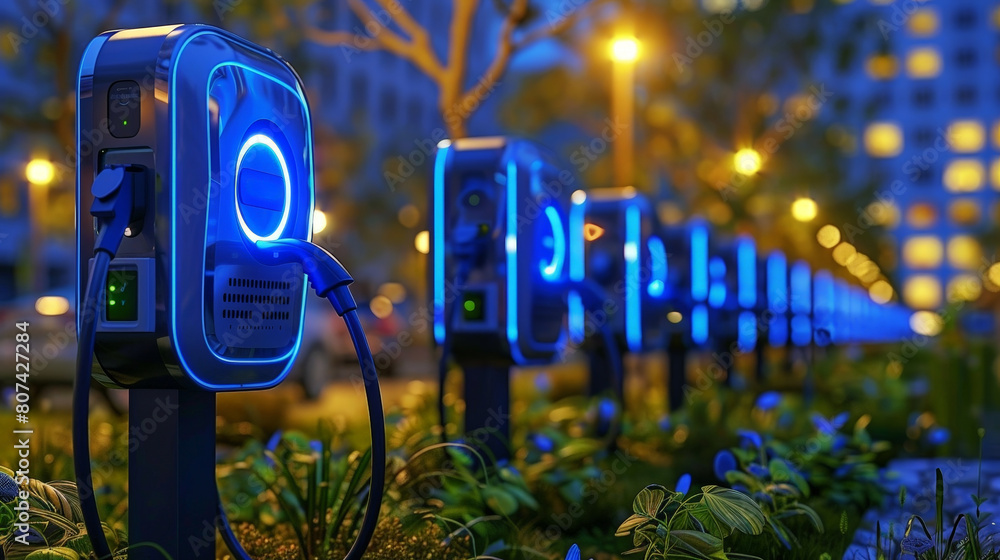 Electric car public charging point station and charge cable, charging ...