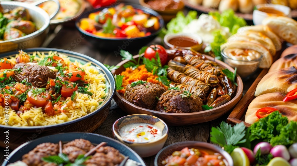 Arabic cuisine;Middle Eastern traditional lunch. It's also Ramadan ...