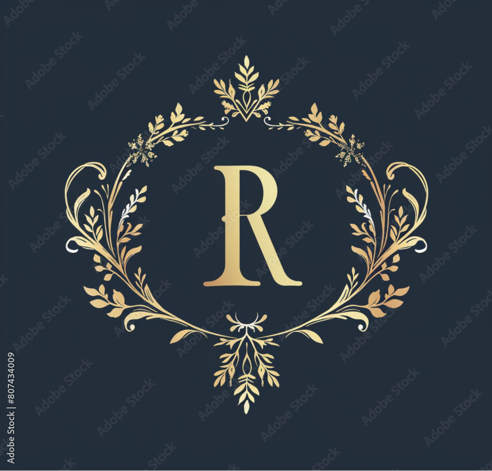 logo, elegant style, with the text "R" , wedding monogram design for ...