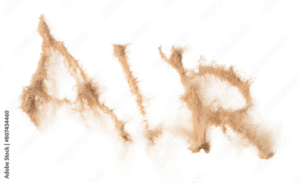 AIR Text Word of Sand letter. Calligraphy of Sand flying explosion with ...