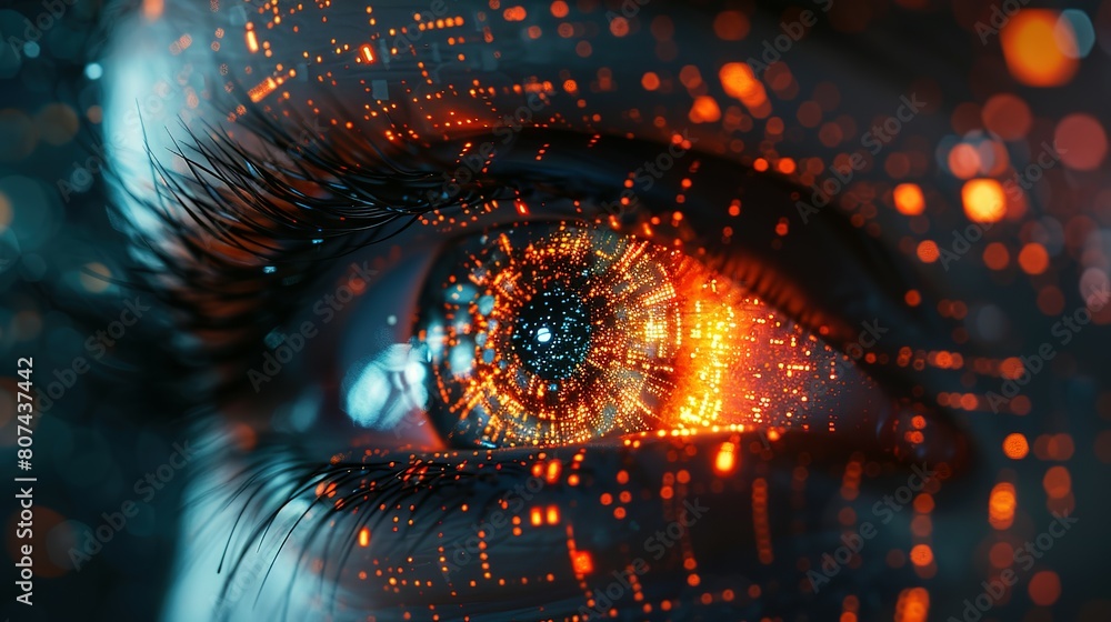 Eye of futuristic and Innovative, eye with binary code, eyes and ...