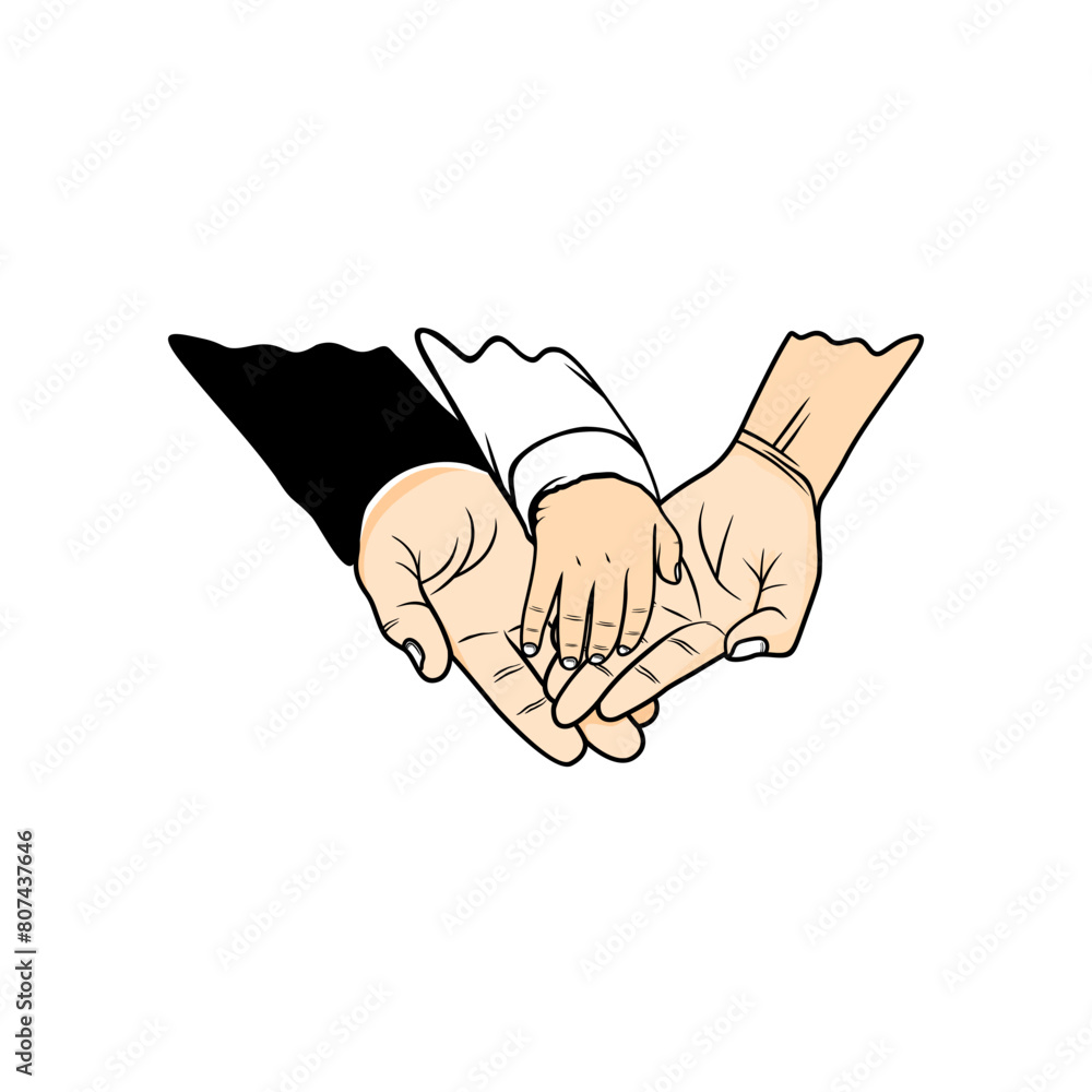 baby's hand between his father's and mother's hands vector illustration ...