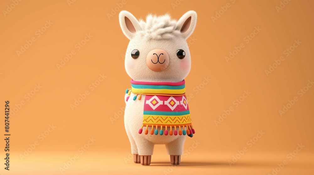 Cute simple illustration of an alpaca, flat graphic, simple shapes ...