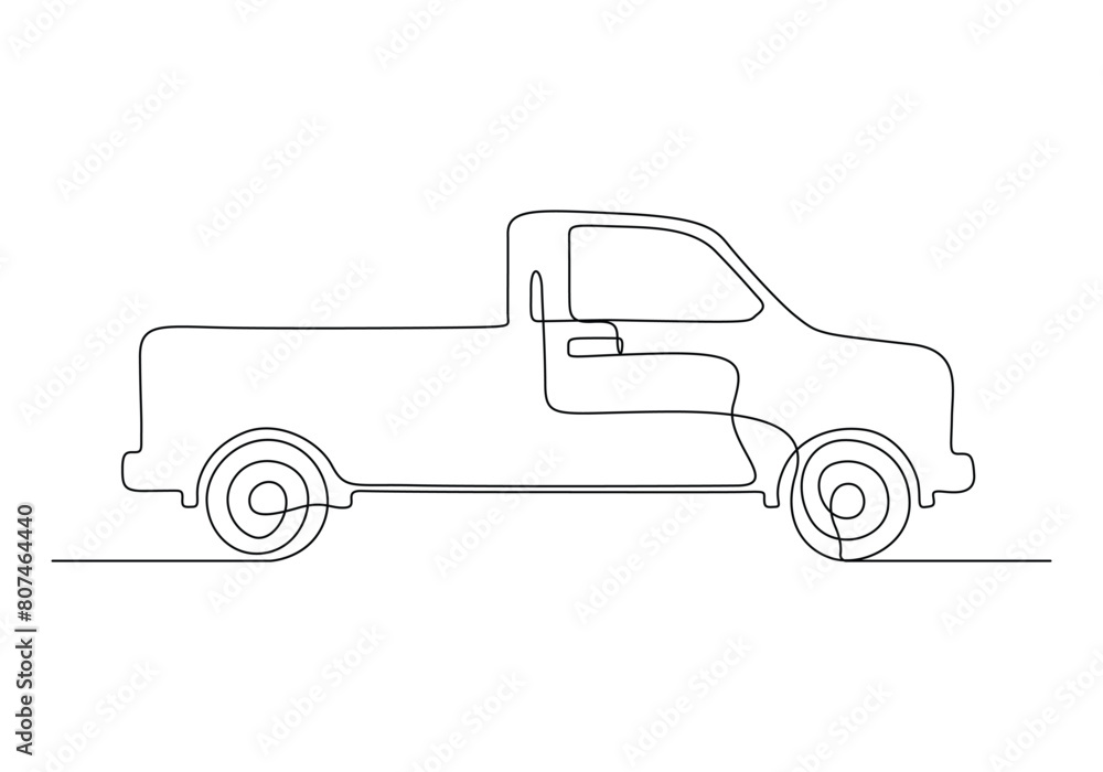 Pickup truck continuous one line drawing vector illustration Stock ...