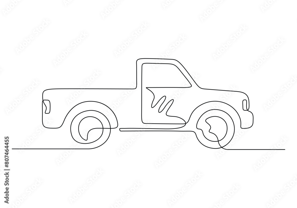 Pickup truck continuous one line drawing vector illustration Stock ...