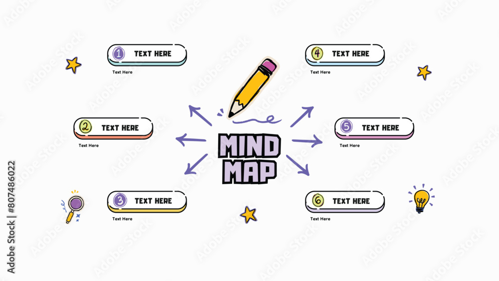 Vetor do Stock: Multi Colour Modern Project Mind Map, educational mind ...