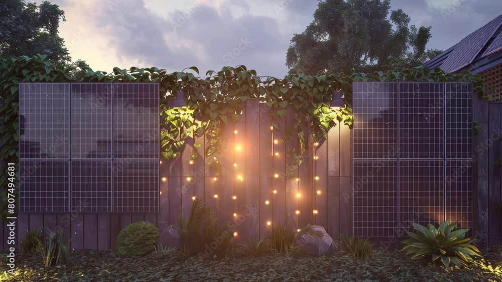 a vertical solar panel installation doubling . seamless looping overlay ...