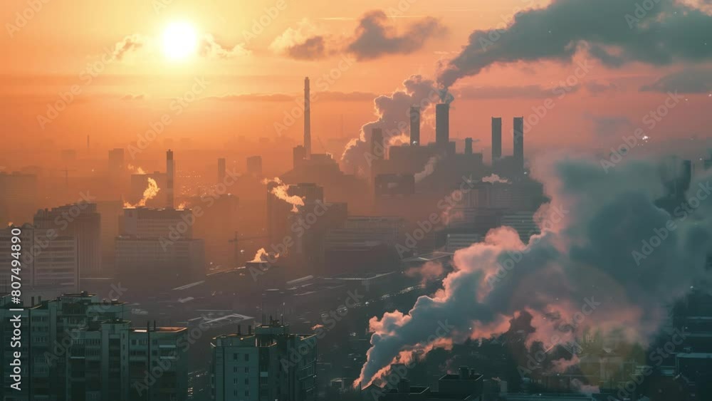 environment and pollution illustration. concept with co2 emissions ...