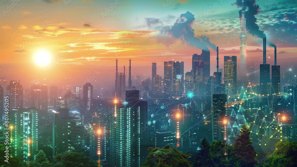 environment with pollution illustration. co2 emissions illustration ...