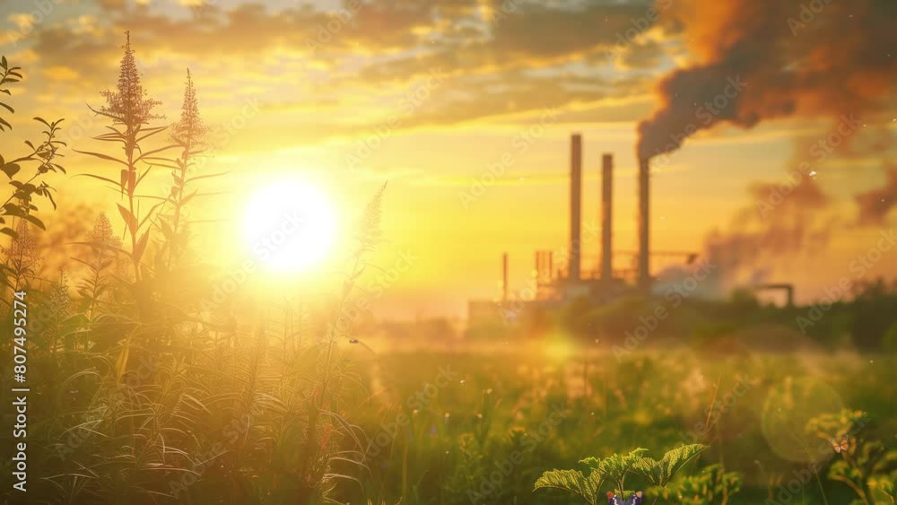 environment with pollution and co2 emissions from industrial ...