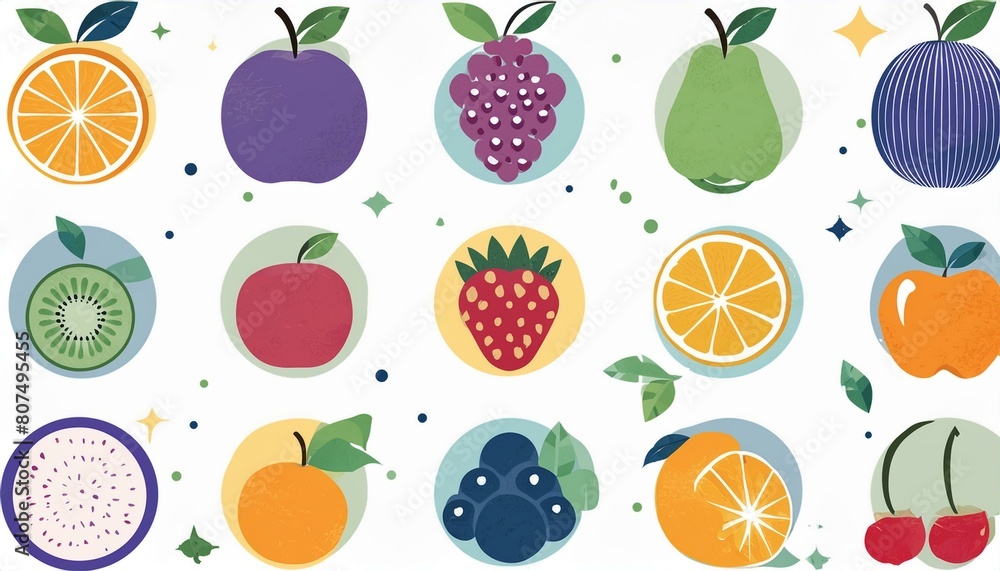 Colorful Cartoon Fruits | Set of Cartoon Fruits | Tropical Cartoon ...