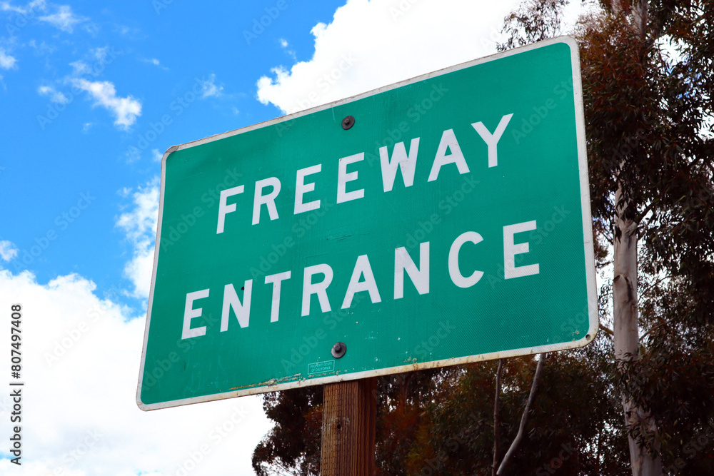 Los Angeles, California: Freeway Entrance sign Stock Photo | Adobe Stock
