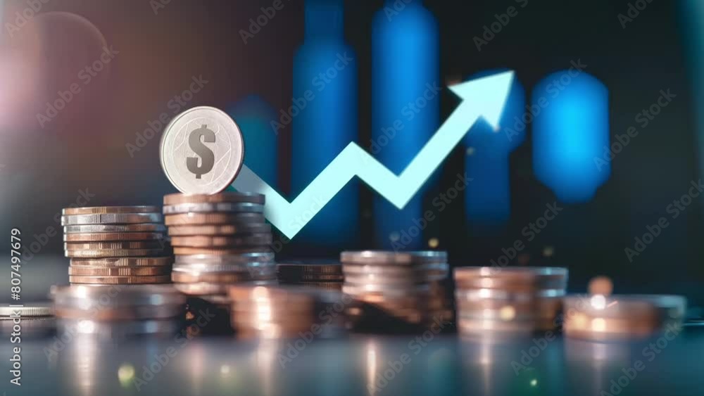 Ascending Golden Coin Stacks and Growth Chart Infographics: A Steady ...