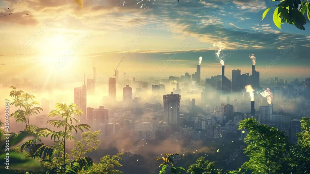 environment an pollution illustration depicting the concept of CO2 ...