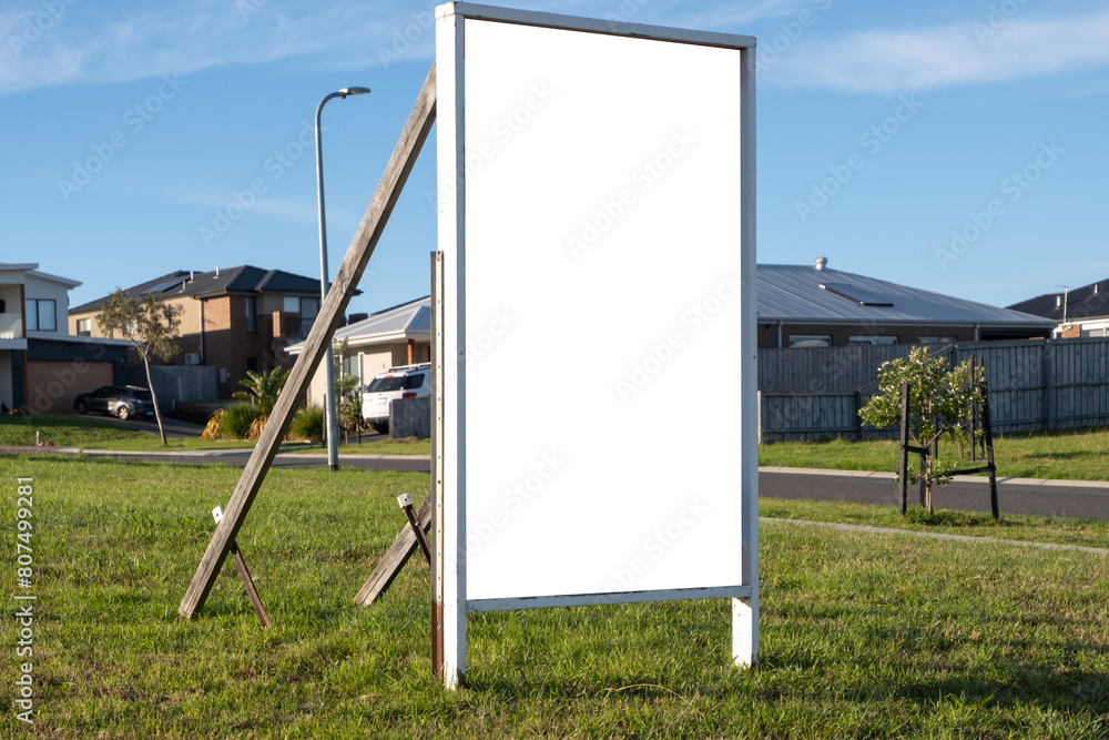 Blank white mockup background texture of a real estate board on a ...
