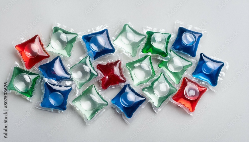 Washing capsules, colorful laundry pods. Colorful Soluble capsules with ...
