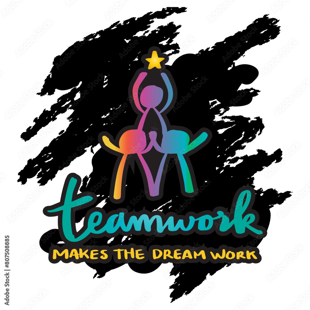 Teamwork makes the dream work. Motivational quote. Vector illustration. Stock Vector | Adobe Stock
