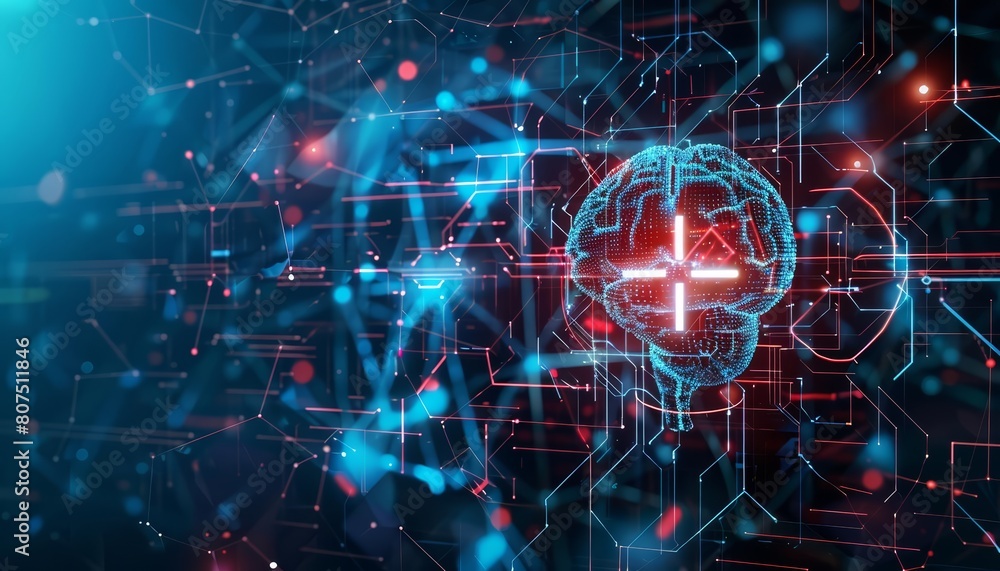 Futuristic visual metaphor of AI and machine learning in healthcare ...