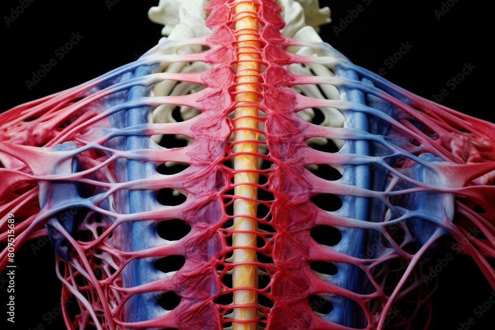 detailed anatomy of the human spine and nervous system Stock ...