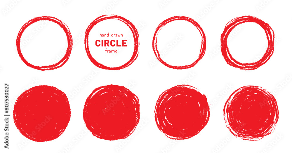 Round brush stroke red stamp vector frame. Hand drawn rough scribble ...
