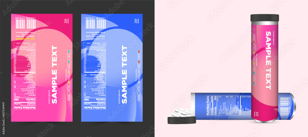 Multi vitamin label sticker design and natural calcium food supplement ...