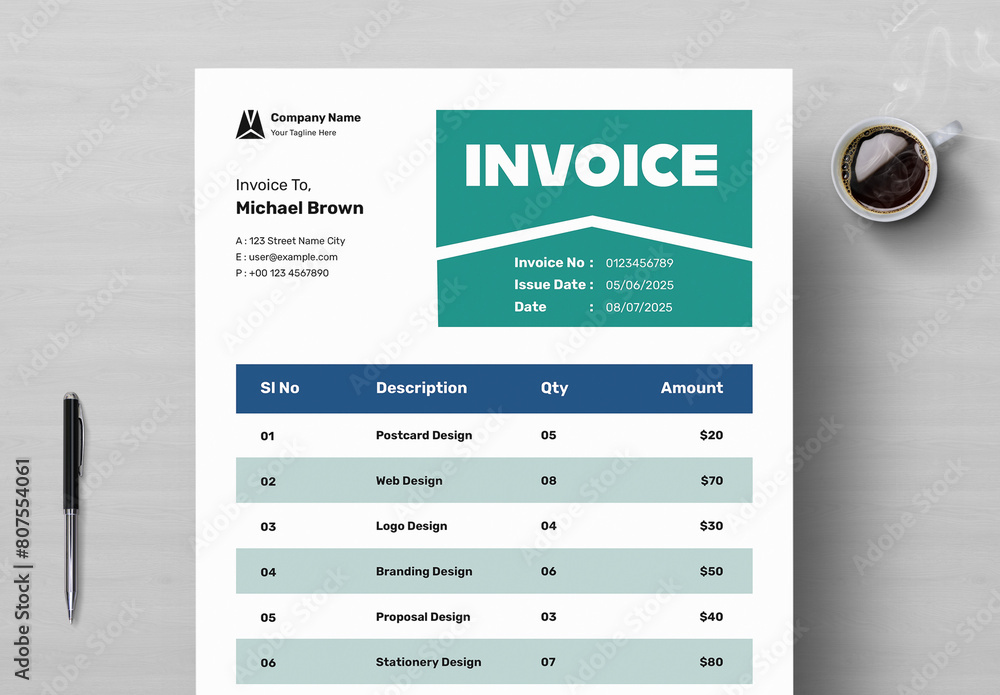 Invoice Template Layout Stock Template | Adobe Stock