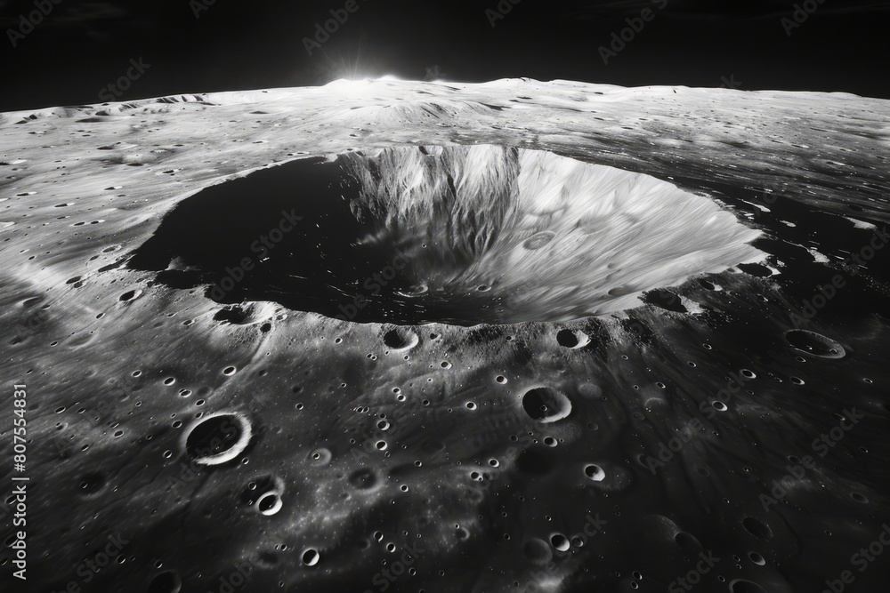 A massive crater stretching as far as the eye can see, its depths ...