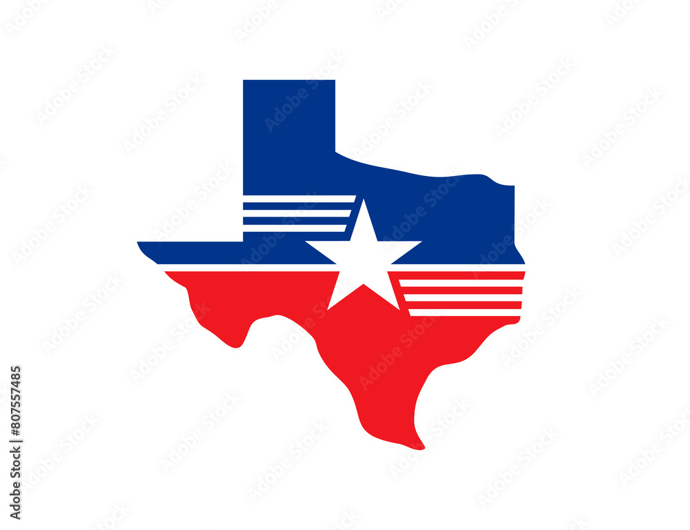 Texas state symbol, map icon, features a prominent lone star ...