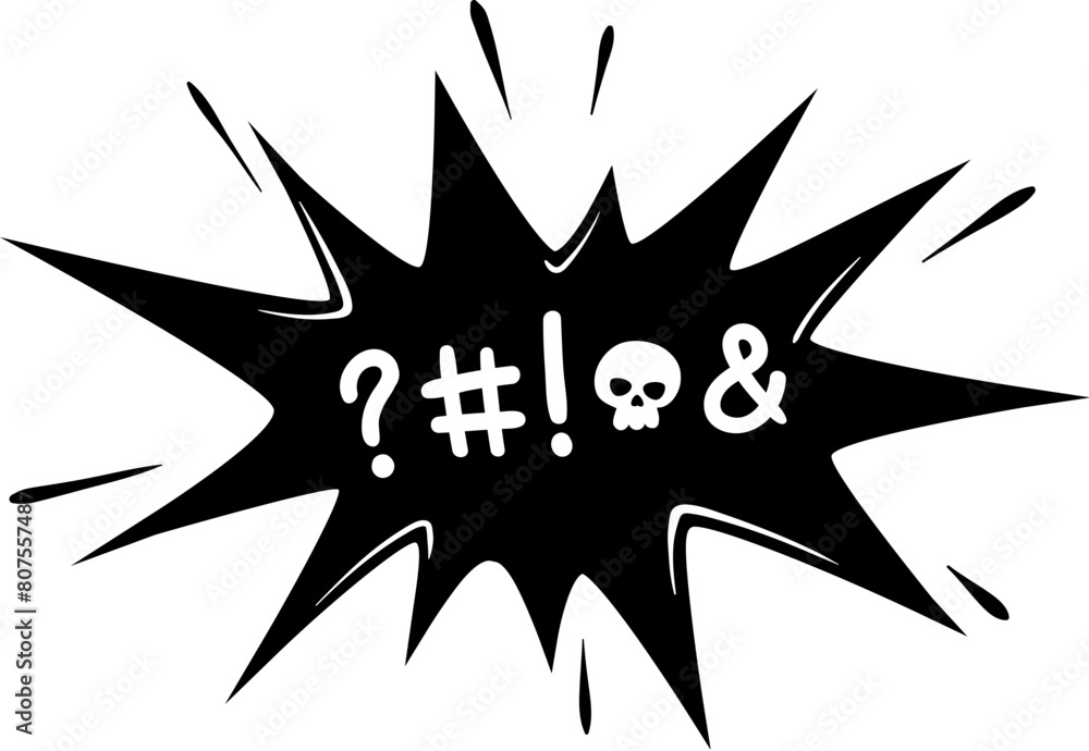 Comic swear speech bubble, hate angry talk, aggressive expletive curse ...