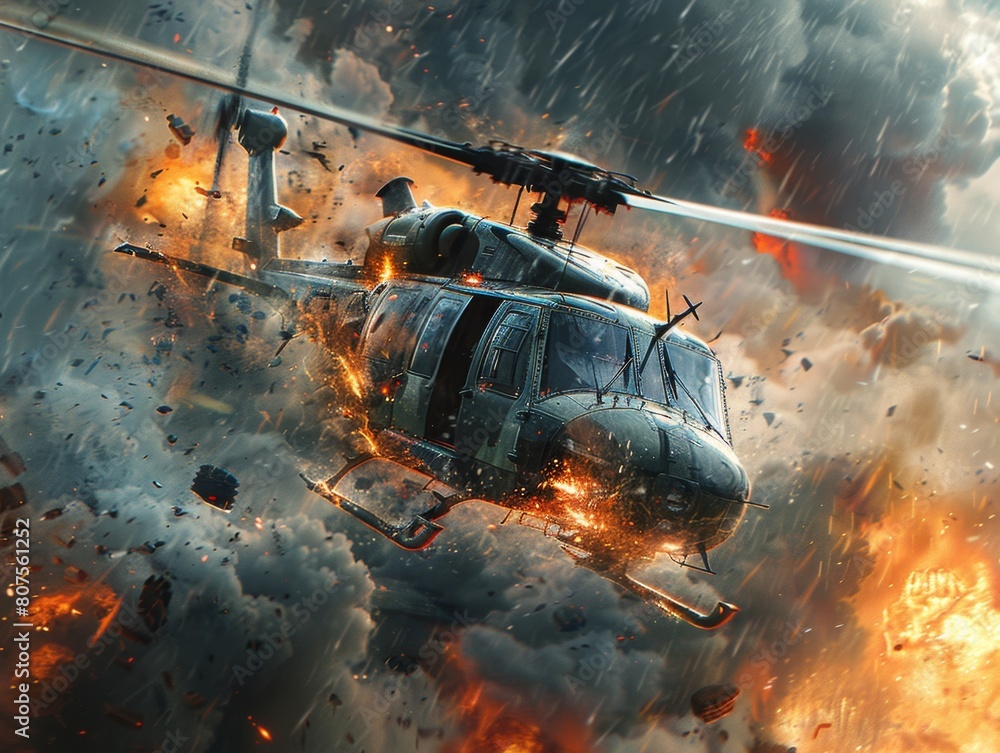 Dramatic Helicopter Crash - 4K HD Wallpaper of Explosive Wreckage and ...